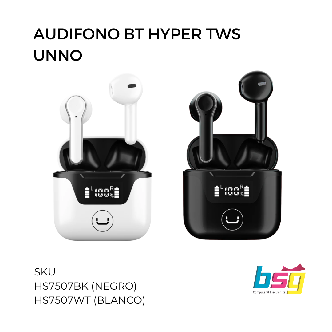 AUDIFONO BT HYPER TWS UNNO (NEGRO Y BLANCO) - Equipos tecnologicos en ...